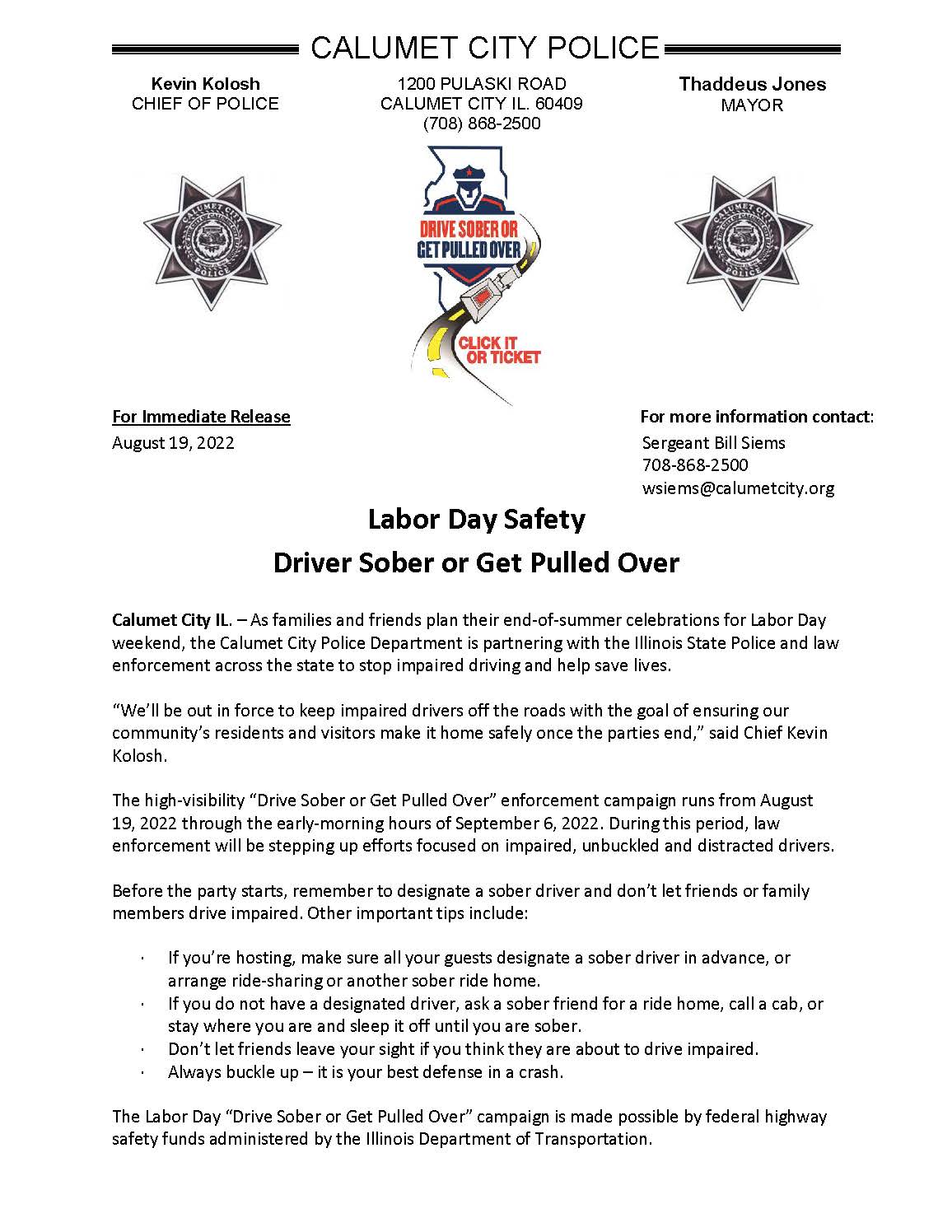 Labor Day Safety - Calumet City