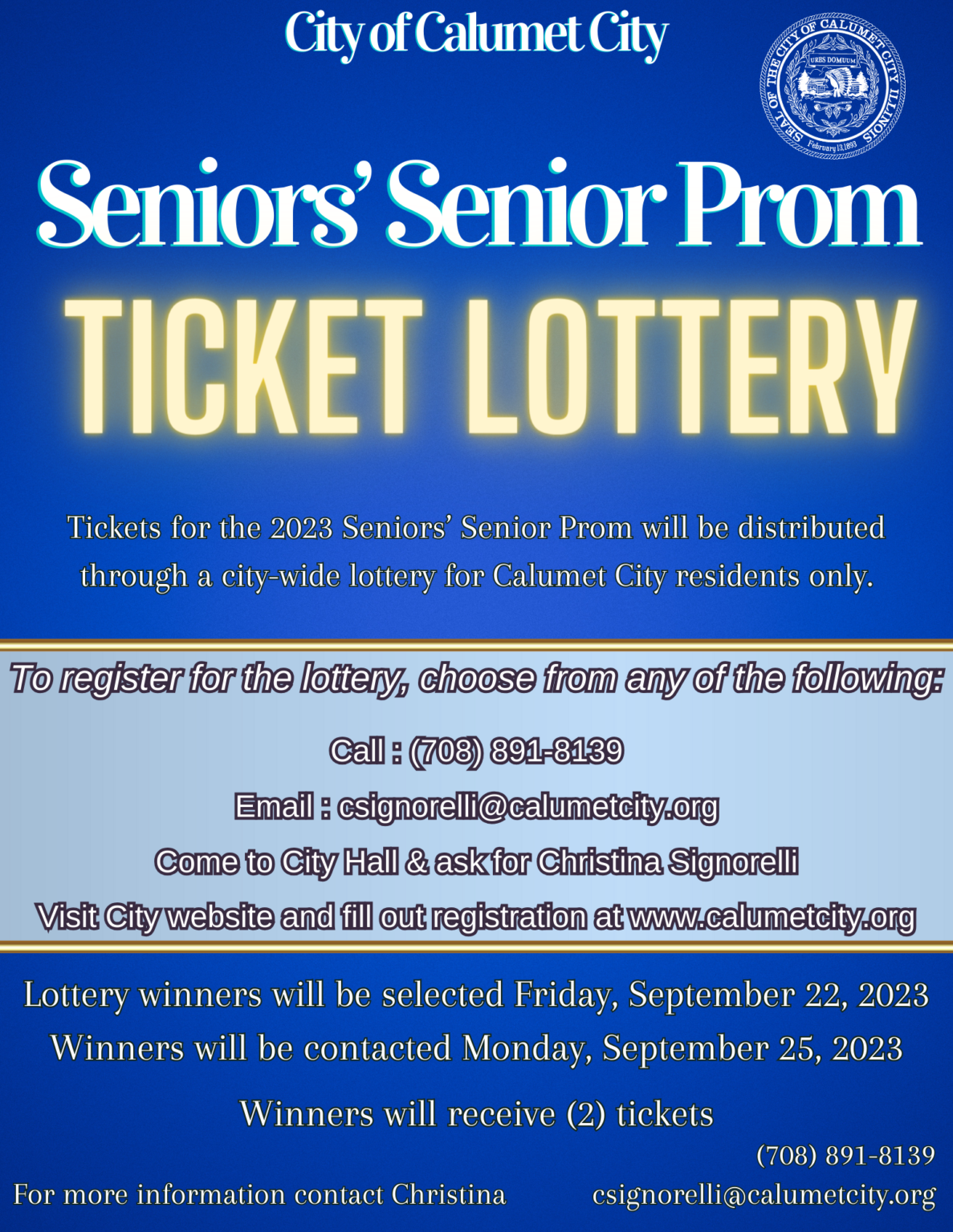 Seniors’ Senior Prom Ticket Lottery - Calumet City